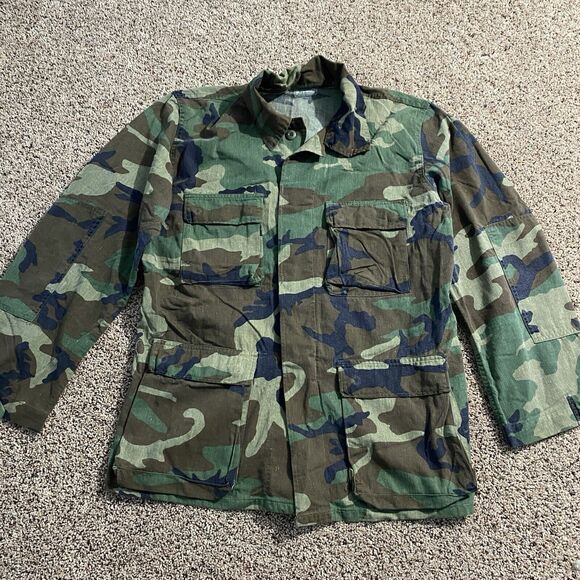 Vintage | Jackets & Coats | Vintage Military Camo Jacket Woodland ...